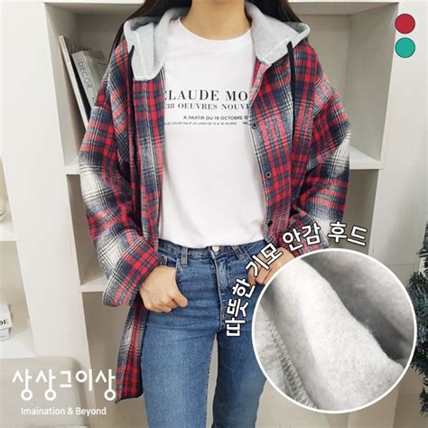 디바스타 디바스타 무배 여성용 타탄후드남방 겨울 체크셔츠 후드기모안감 간절기 오버핏 루즈핏 긴팔 캐주얼룩