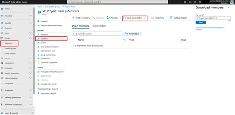 bulk download group membership list azure portal microsoft entra id