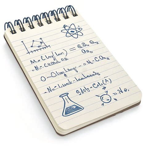 Lab Notebook With Handwritten Chemical Equations Stock Illustration