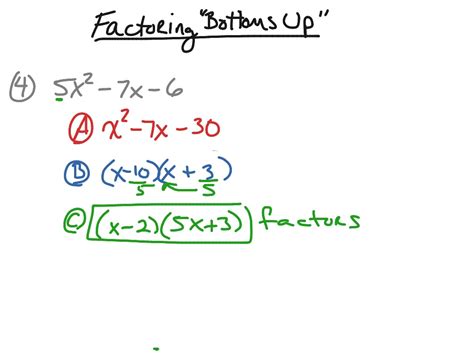 Factoring Trinomials Bottoms Up Method Math Algebra Factoring
