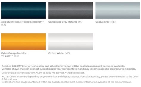 Ford Maverick Color Chart