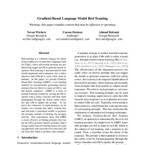 Gradient Based Language Model Red Teaming Acl Anthology