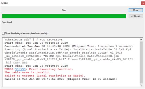 Arcgis Desktop Error 999999 Table Name Is Invalid Zonal Stats As