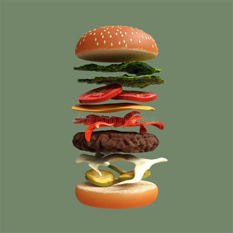 3d Rendered Burger Object Illustration Stock Illustration