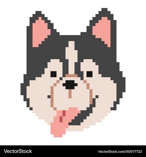 Siberian Husky Head Pixel 1 Royalty Free Vector Image