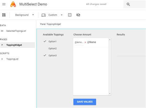Is It Possible To Create An Input Widget In App Maker Or How To Make A Multiselect With Numbers