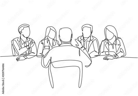 Stockvector One Single Line Drawing Of Young Interviewee Being
