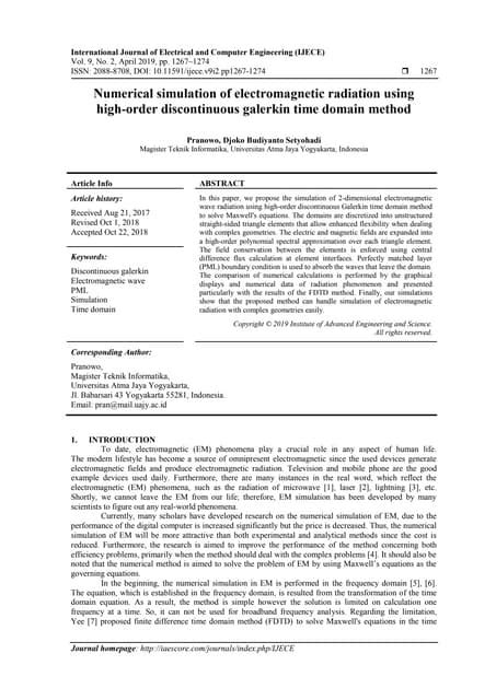 Numerical Simulation Of Electromagnetic Radiation Using High Order