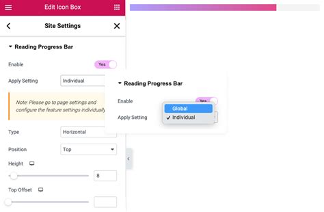 Elementor Reading Progress Bar