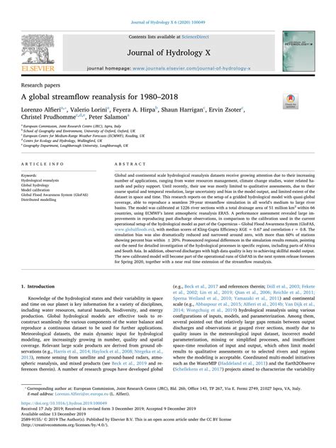 Pdf A Global Streamflow Reanalysis For 1980 2018