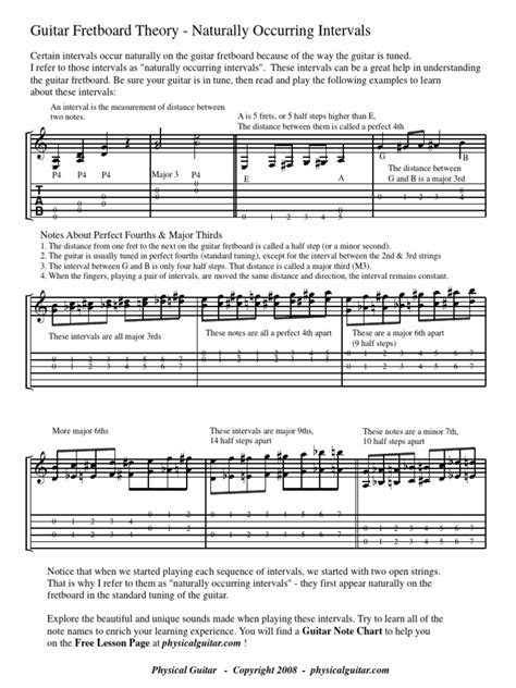 Fretboard Theory2 Naturally Occuring Intervals Pdf Guitars Interval Music