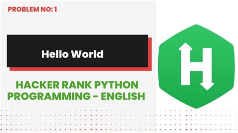 Python Introduction 1 Hello World Hackerrank Python Programming English Youtube