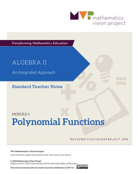 Module 4 Polynomial Functions Unit Plan For 10th 12th Grade Lesson