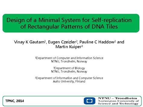 Design Of A Minimal System For Selfreplication Of