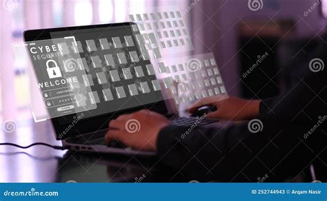 User Typing Login And Password On Virtual Screen Stock Image Image