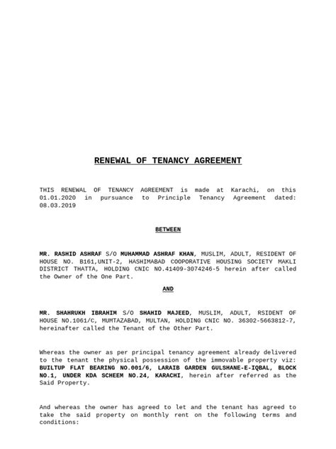 Tenancy Agreement Laraib Garden Pdf