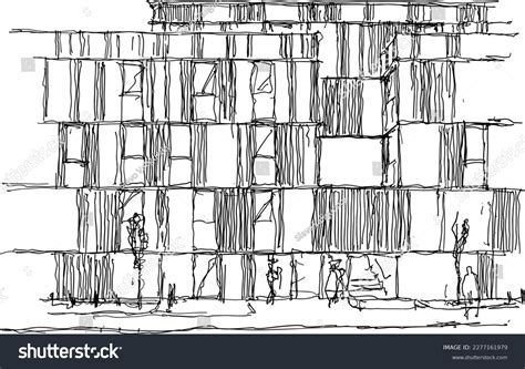 Hand Drawn Architectural Sketch Modern Building Stock Vector Royalty Free 2277161979