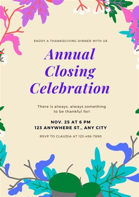 Business Annual Closing Poster Menu Cards Celebrities Poster