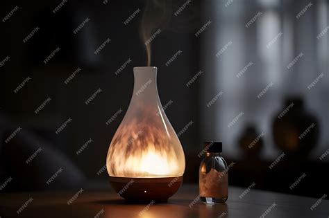 Premium Photo Aroma Oil Diffuser Lamp On Table Oil Diffuser Lamp Creating A Soothing Ambience