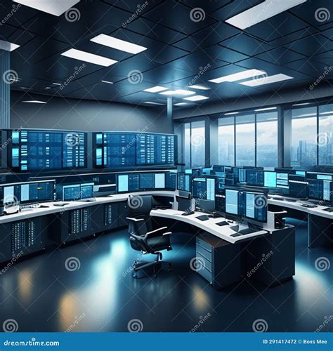 3d Rendering Of A Modern Office Interior With A Lot Of Equipment Generative Ai Stock