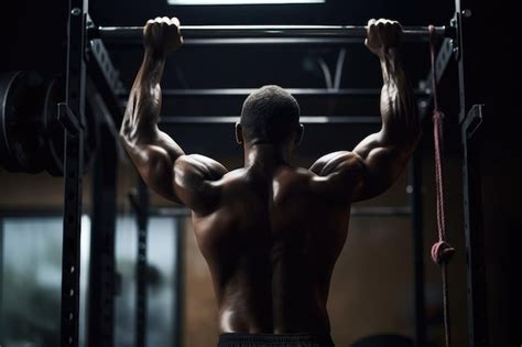 Premium AI Image Shot Of A Man Lifting Weights While Doing Pull Ups