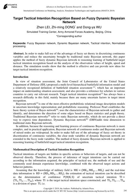 Pdf Target Tactical Intention Recognition Based On Fuzzy Dynamic