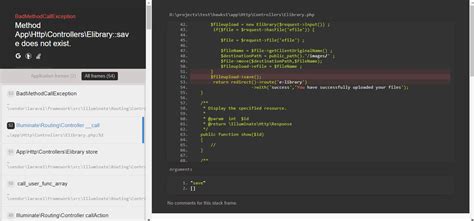 Php Method App Controllers Elibrary Save Does Not Exist Stack