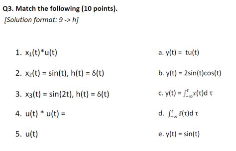 Solved Q3 Match The Following 10 Points Solution Chegg Com