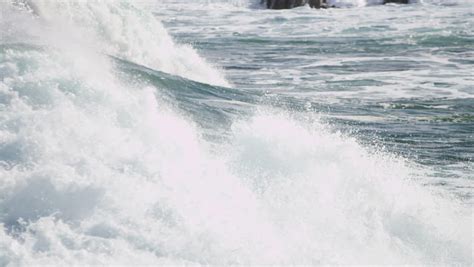 Powerful Tidal Waves Crashing Onto Stock Footage Video Royalty Free Shutterstock