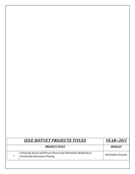Ieee 2013 Dot Net Projects List Doc Computer Networking Computing