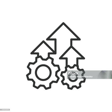 라인 설계의 생산성 생산성 효율성 시간 관리 초점 작업 완료 목표 설정 워크 플로우 흰색 배경 벡터 생산성 편집 가능한 스트로크 아이콘입니다 계획에 대한 스톡 벡터 아트 및