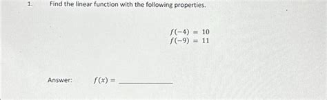 Solved Find The Linear Function With The Following Chegg