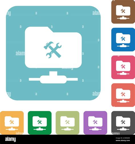 Ftp Tools White Flat Icons On Color Rounded Square Backgrounds Stock Vector Image And Art Alamy