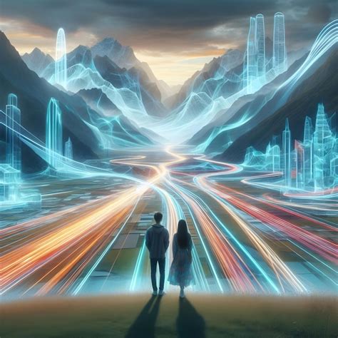 Premium Photo Ai Of Someone Stands By An Empty Field Abstract Neon