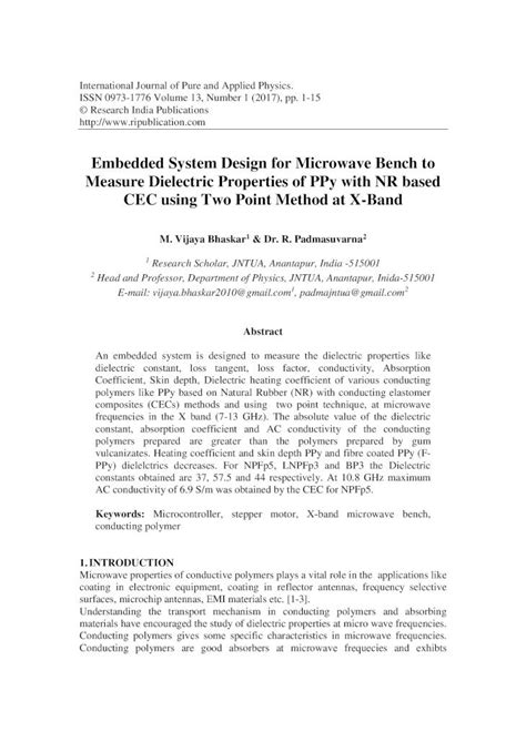 Pdf Embedded System Design For Microwave Bench To Measure … · 2017 01