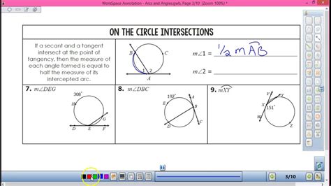 Arc And Angle Measures Intersecting Chords Secants And Tangents Worksheet