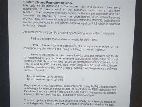 Solved 1 Interrupts And Programming Model Interrupts Will