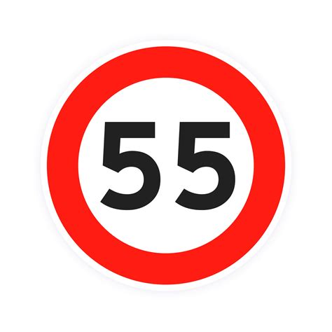 Speed Limit 55 Round Road Traffic Icon Sign Flat Style Design Vector