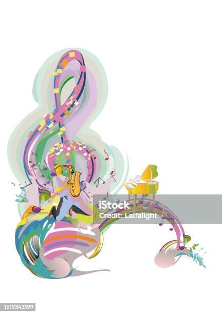 고음 음표와 다채로운 스플래시 노트와 파도추상 음악 디자인 다채로운 고음 음표 Classical Concert에 대한 스톡 벡터 아트 및 기타 이미지 Classical