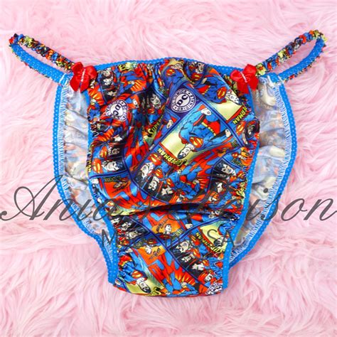 Satin Mens SUPER MAN 100 Polyester String Bikini Mens Underwear Panties S XXL Satin Vintage