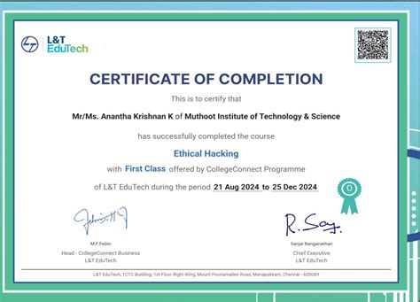 Cybersecurity Ethicalhacking L Learning Cyberthreats Anantha Krishnan K