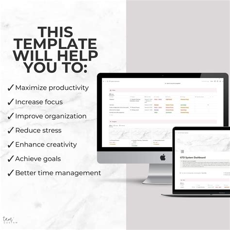 Gtd Notion Template Gtd Notion Dashboard Gtd Planner Productivity