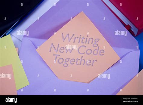 Writing New Code Together Text On Adhesive Note Paper Event Celebration Reminder Message