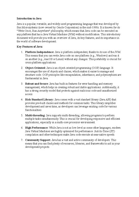 Java Without Project Java Internship Report Introduction To Java Java Is A Popular