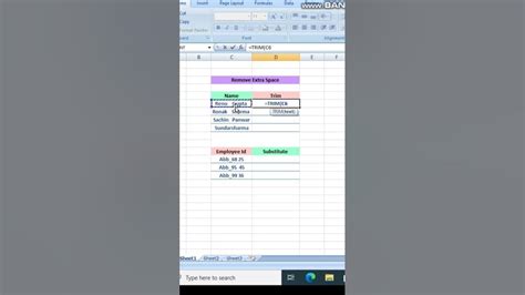 Shorts How To Remove Extra Space In Excel Sheet Excel Tips Exceltips Youtube