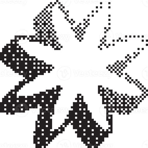 Bitmap Pattern Star Shape Flower Halftone Gradient Element Y2k