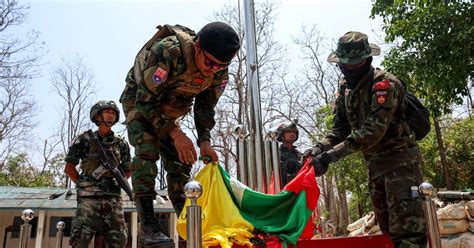 Myanmar Resistance Fighters Raise Flag At Captured Army Base April 15