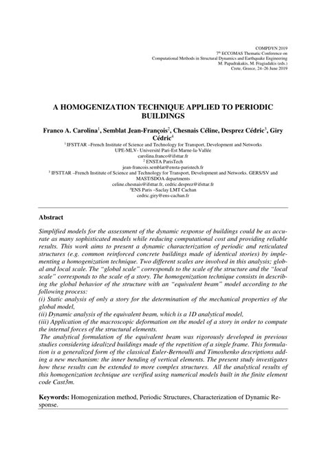 Pdf A Homogenization Technique Applied To Periodic Buildings