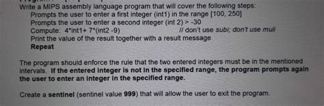 Solved Write A Mips Assembly Language Program That Will