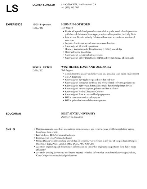 Tech Support Resume Samples Velvet Jobs